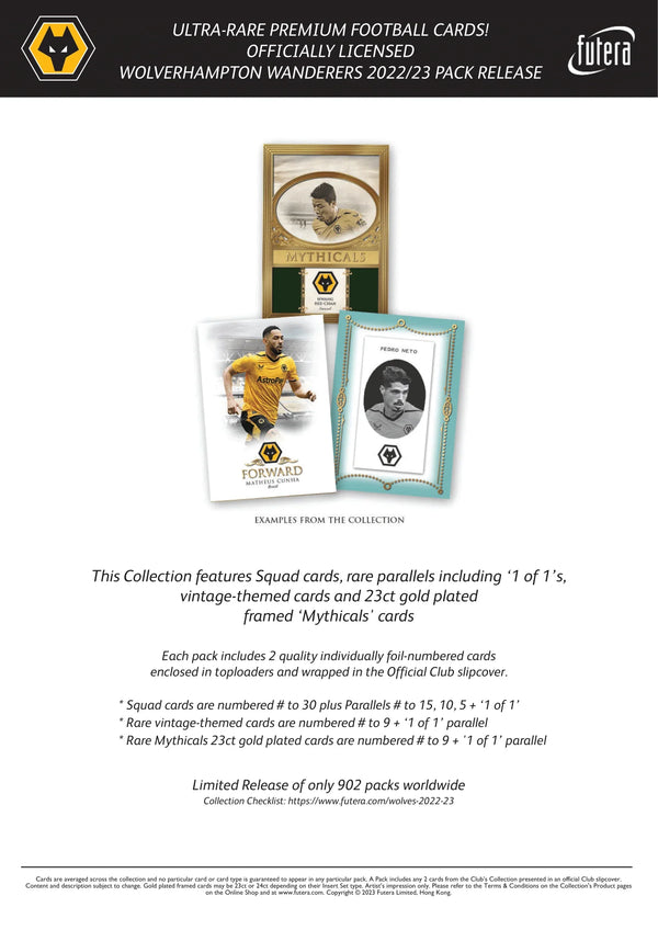 Futera - 2022/23 Wolverhampton Wanderers Football Club Collection Pack ...