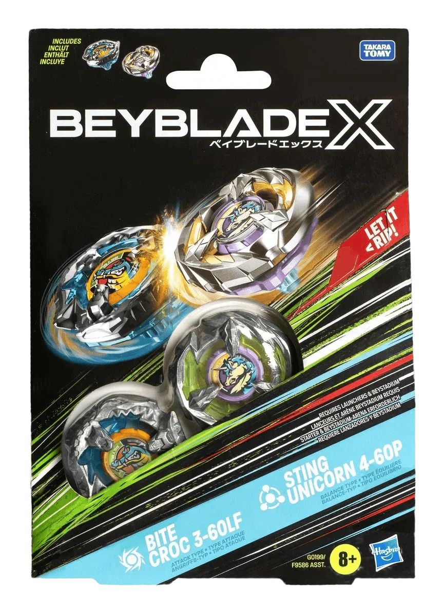 Beyblade X - Dual Pack Set - Bite Croc 3-60LF and Sting Unicorn 4-60P