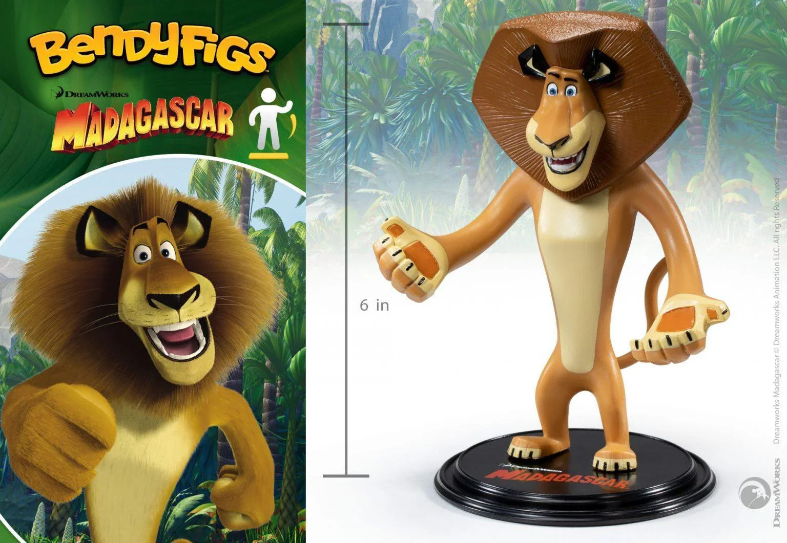 The Noble Collection - Dreamworks - Alex the Lion Bendyfig Action Figu ...